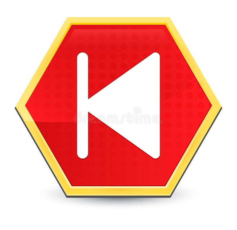 Previous Track Icon Abstract Red Hexagon Button Bright Yellow Frame ...