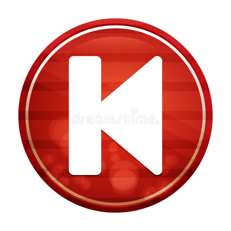 Previous Track Icon Realistic Diagonal Motion Red Round Button ...