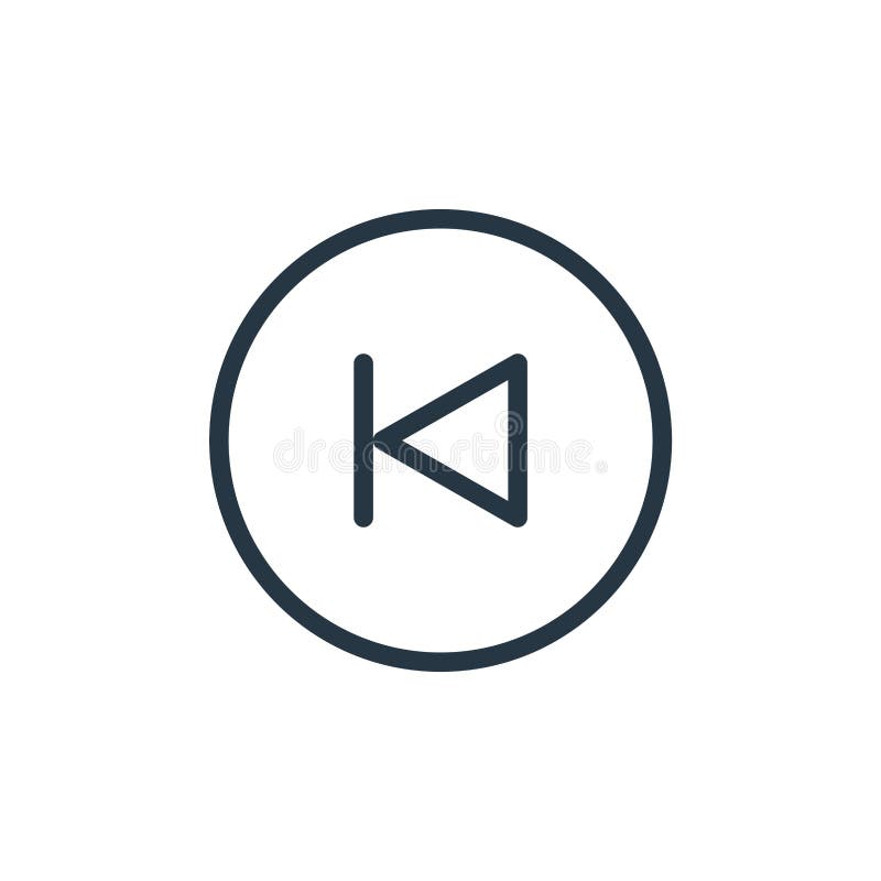 Previous Track Icon Vector from Media Player Concept. Thin Line ...