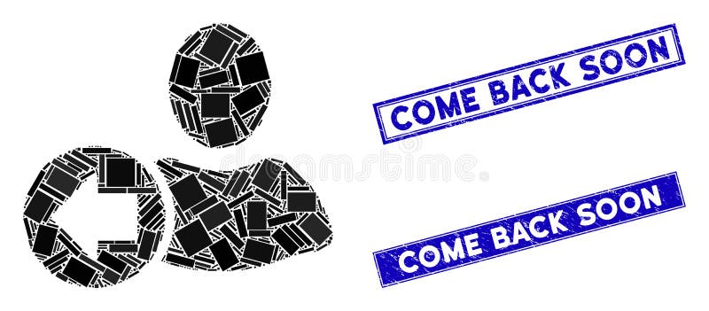 Previous User Mosaic and Grunge Rectangle Come Back Soon Seals Stock ...
