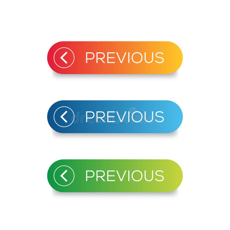 Previous Web Button Set. Previous Button Set with Icon. Vector ...