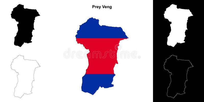 Prey Veng outline map stock illustration. Illustration of boundaries ...