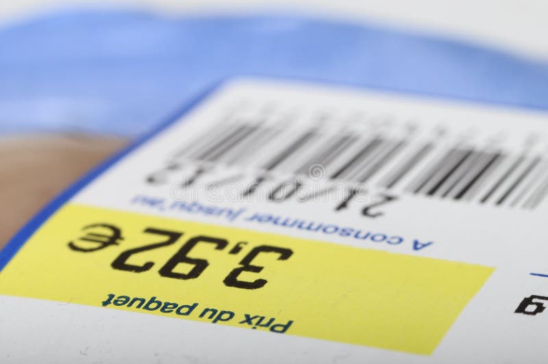 Price, Bar Code and Expiration Date on Food Product Stock Photo - Image ...