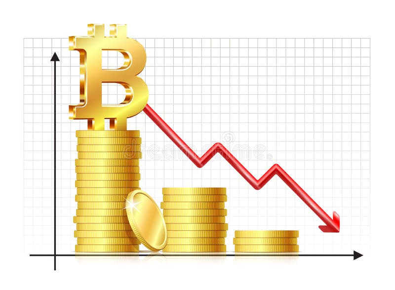 The Price of Bitcoin is Falling. Stack of Bitcoins and Red Down Arrow Editorial Stock Image ...