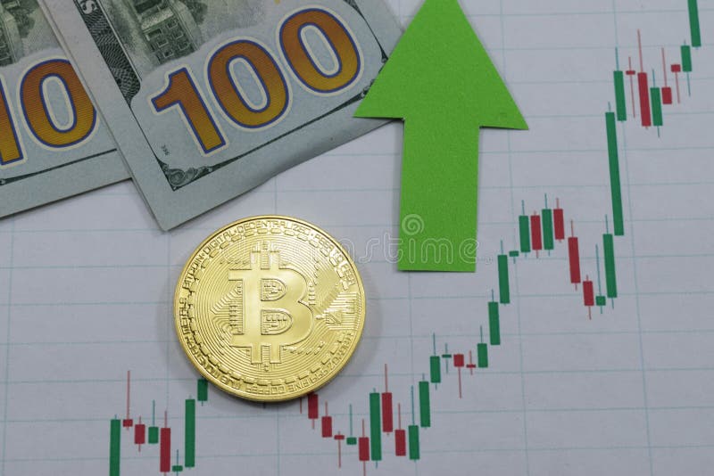 The Price of a Bitcoin Grows, the Bitcoin Price Increase Graph Stock ...