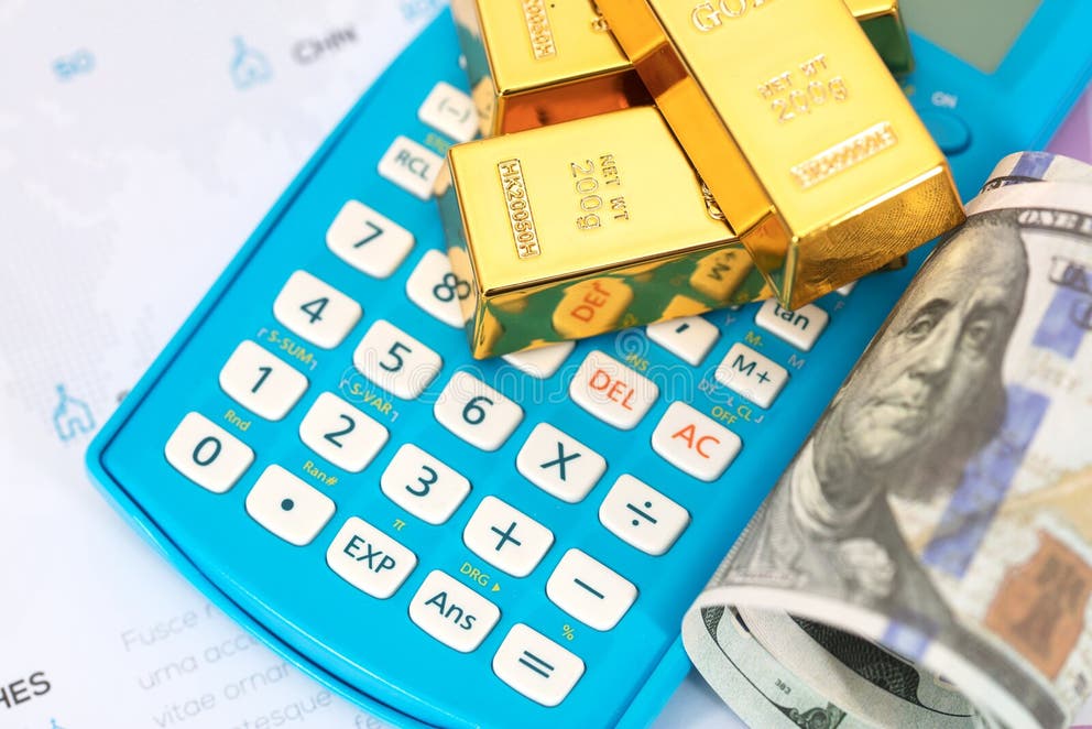 Price Conversion between USD and Gold Stock Photo - Image of calculator ...