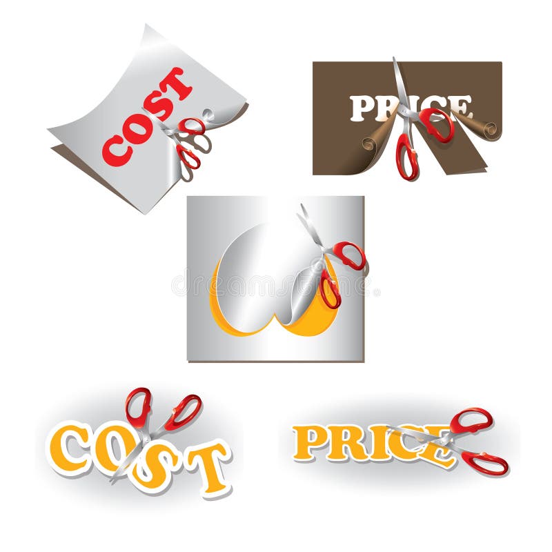 Price and Cost Cut Set. Vector Illustration Decorative Design Stock ...