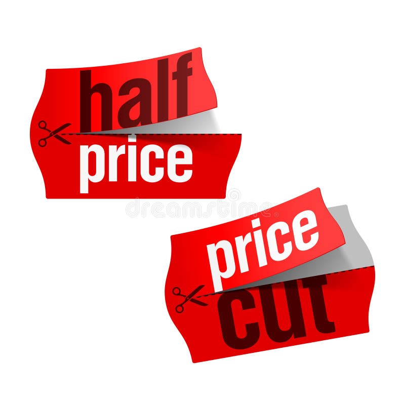 Price Cut and Half Price Stickers Stock Vector - Illustration of ...