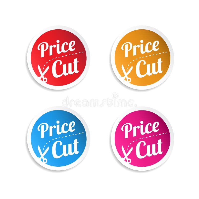 Price Cut Stickers stock vector. Illustration of business - 197133066