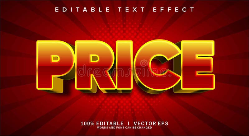 Price 3d Vector Text Effect with Modern Style Design Stock Illustration ...
