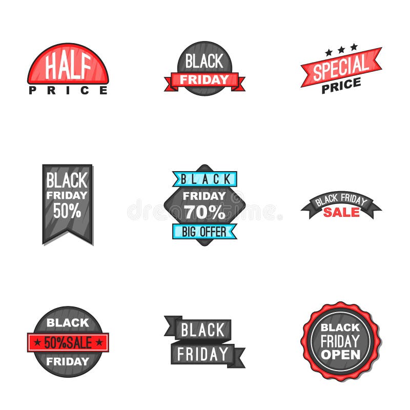 Price Down Icons Set, Cartoon Style Stock Vector - Illustration of ...