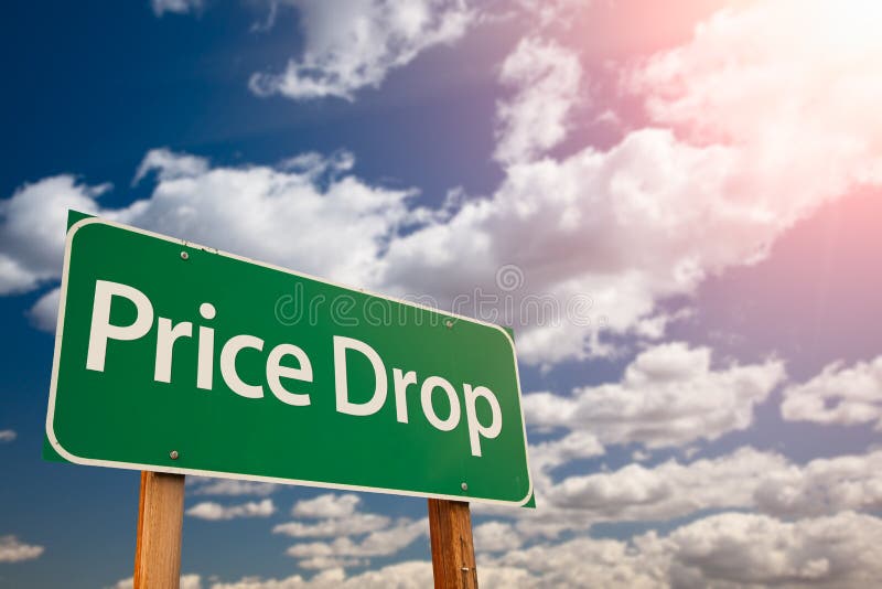 Price Drop Green Road Sign Against Sky Stock Image - Image of ...