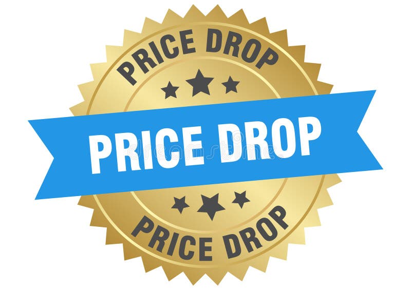 Price Drop. Price Drop Round Blue and Gold Label Isolated on ...