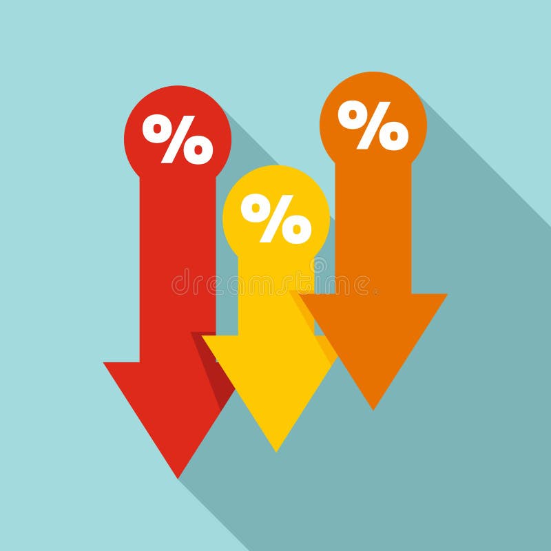 Price Drop Sales Icon, Flat Style Stock Vector - Illustration of ...