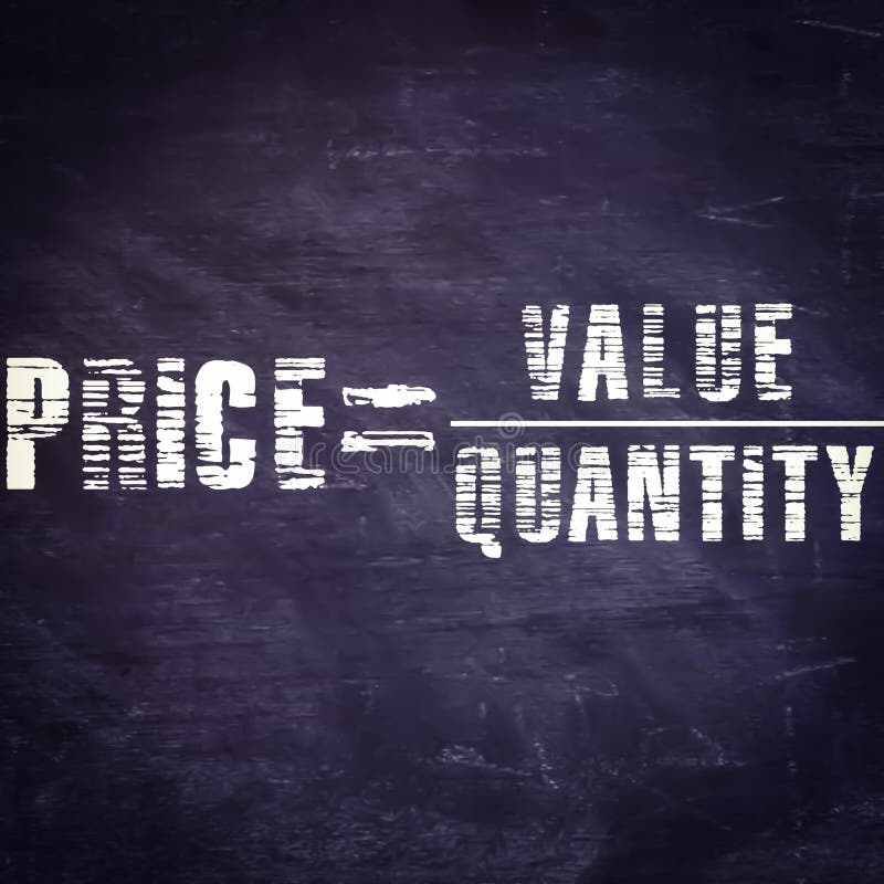 Price Equal To Value upon Quantity Equation Written on Chalkboard with ...