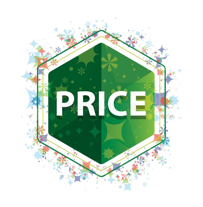 Price Floral Plants Pattern Green Hexagon Button Stock Illustration ...