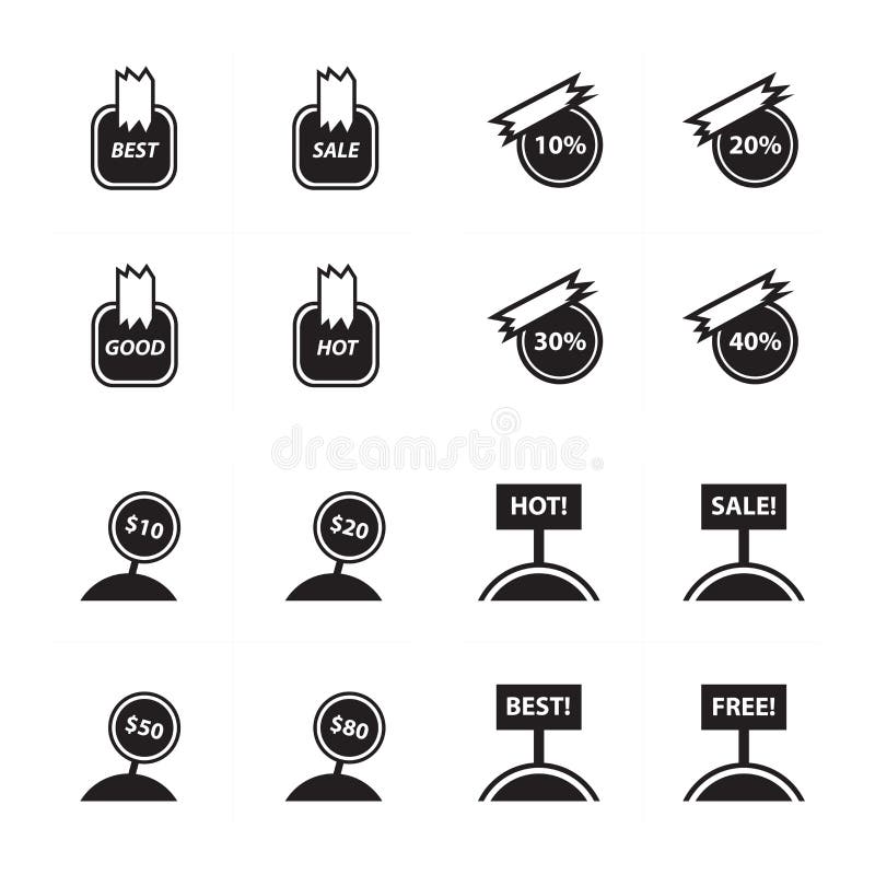 Price label sticker set stock illustration. Illustration of hanging ...