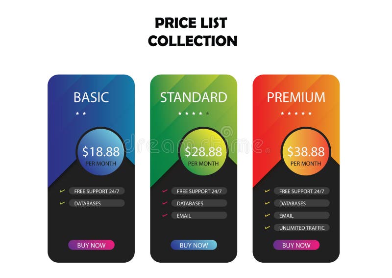 Price List Collection Template -Gradient Color Stock Illustration ...