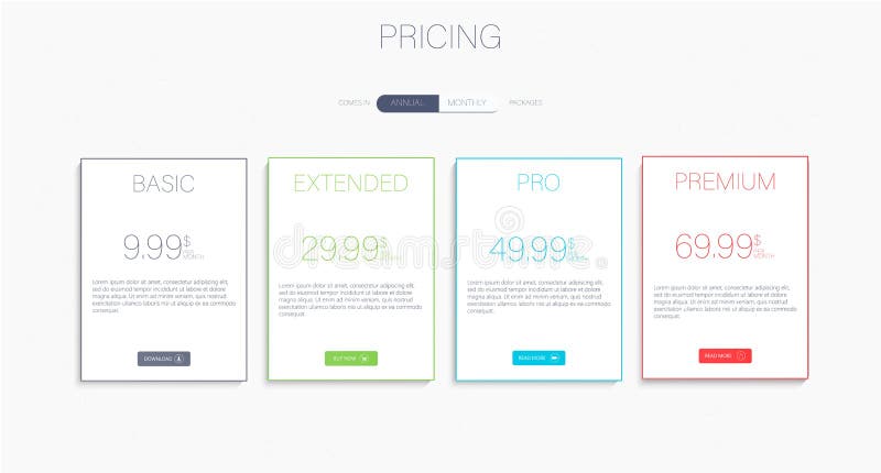 Price List, Hosting Plans and Web Boxes Banners Design. Three Tariffs ...