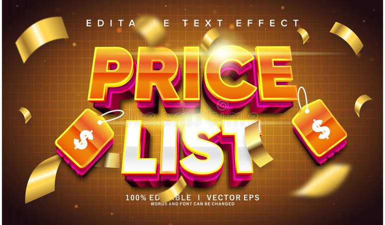 Price List Vector Text Effect with Modern Style Design Stock Vector ...