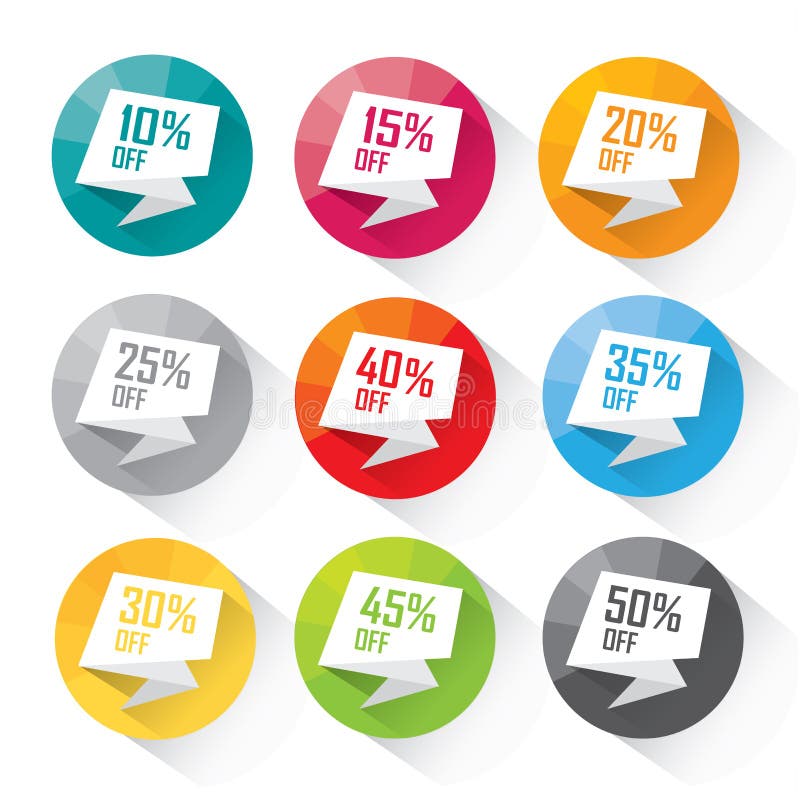 Price Off Icon Set As Flat and Colorful Bubbles Stock Vector ...