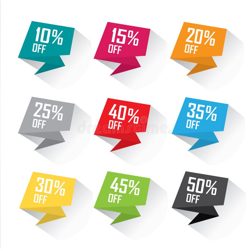 Price Off Icon Set As Flat and Colorful Design Stock Vector ...