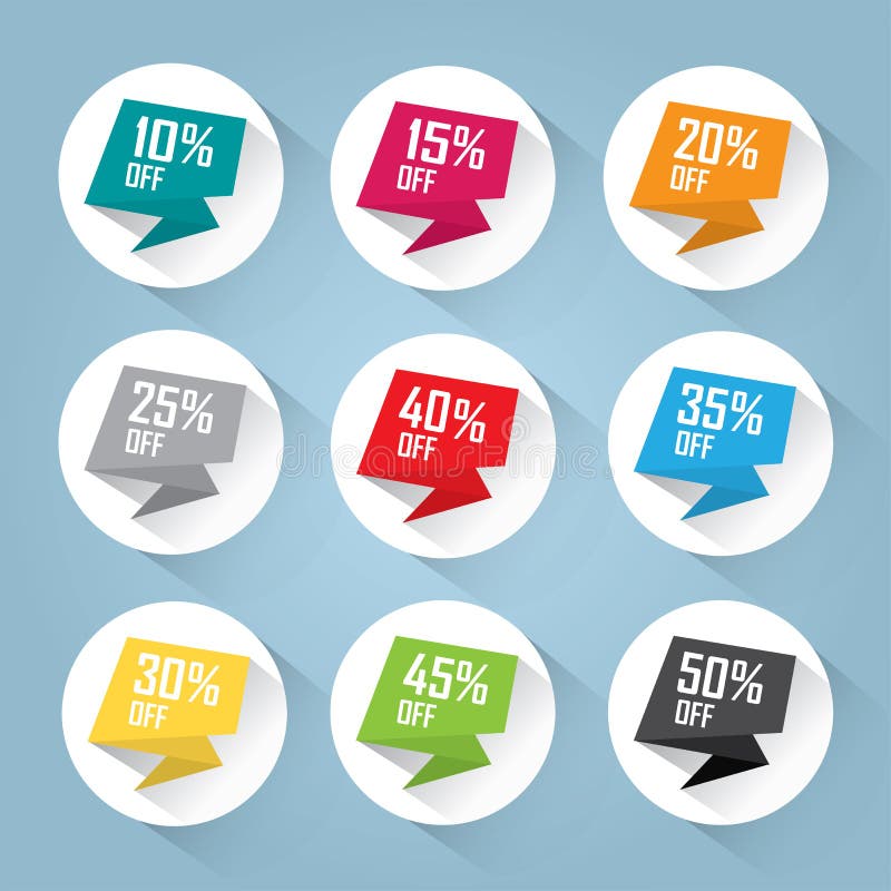 Price Off Tag Set with Origami Bubbles Stock Vector - Illustration of ...