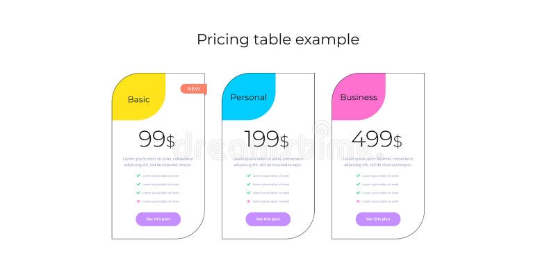 Price Table Concept in Realistic Neuromorphism Vector Design. Pricing ...