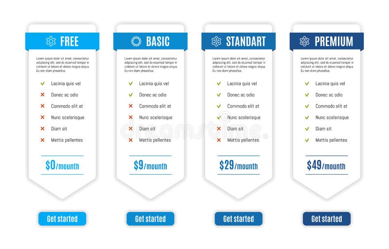 Price Table Design Elements for Applications and Websites Stock Vector ...