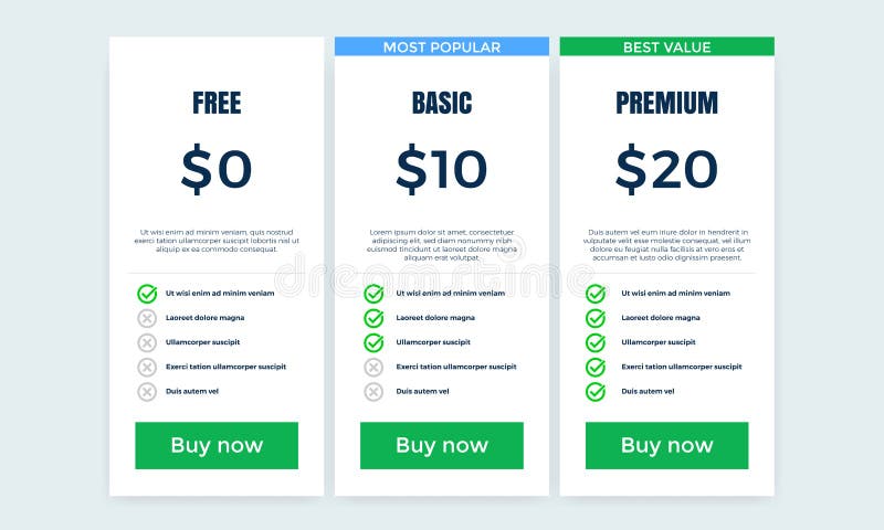 Price Table Plan Vector Web Design. Product Subscription Price Plan ... Price Table Plan Vector Web Design. Product Subscription Price Plan ...