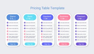 5 Column Pricing Table Stock Illustrations – 50 5 Column Pricing Table ...