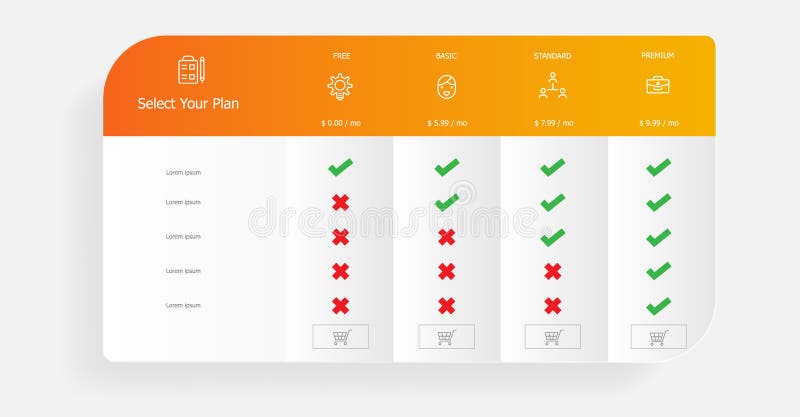Price Table Template Vector Illustration Stock Vector - Illustration of ...