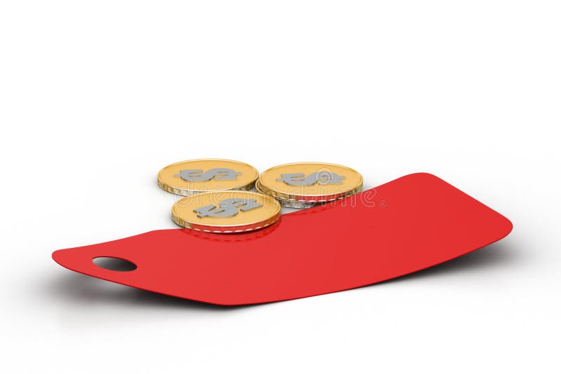 Price tag with gold coin stock illustration. Illustration of background ...