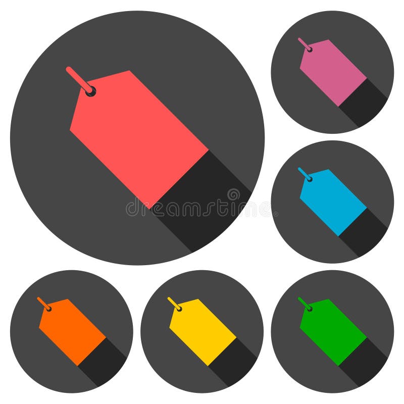 Price Tag Icons Set with Long Shadow Stock Vector - Illustration of ...