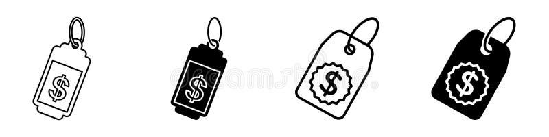 Price Tag Icons Versions Set in Black Flat and Line Style Stock Vector ...