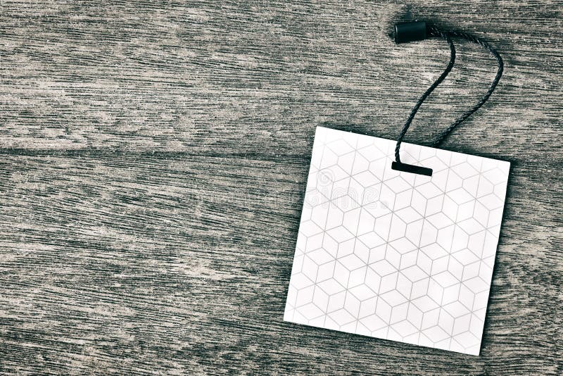Price Tag or Label on Old Wooden Table Background. Stock Image - Image ...