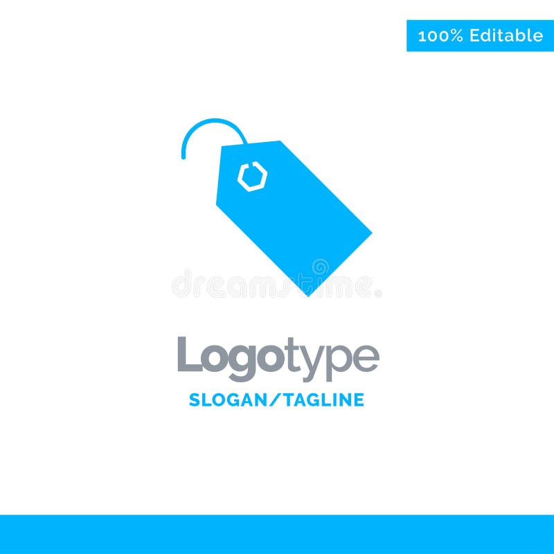 Price, Tag, Label, Ticket Blue Solid Logo Template. Place for Tagline ...