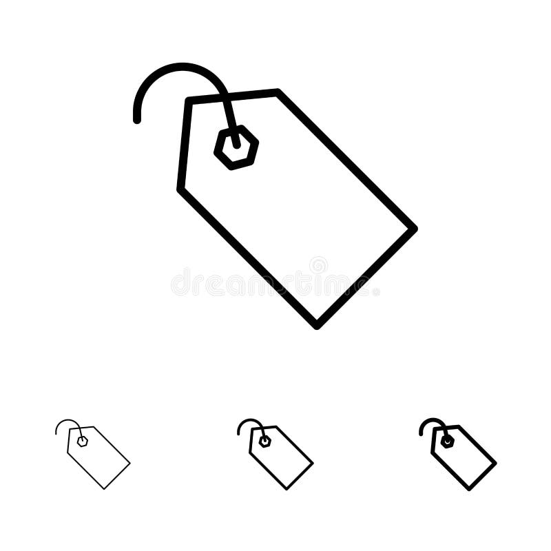 Price, Tag, Label, Ticket Bold and Thin Black Line Icon Set Stock ...
