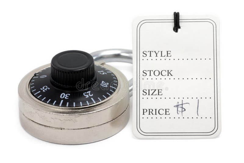 Price tag and lock stock image. Image of retail, cheap - 1528549