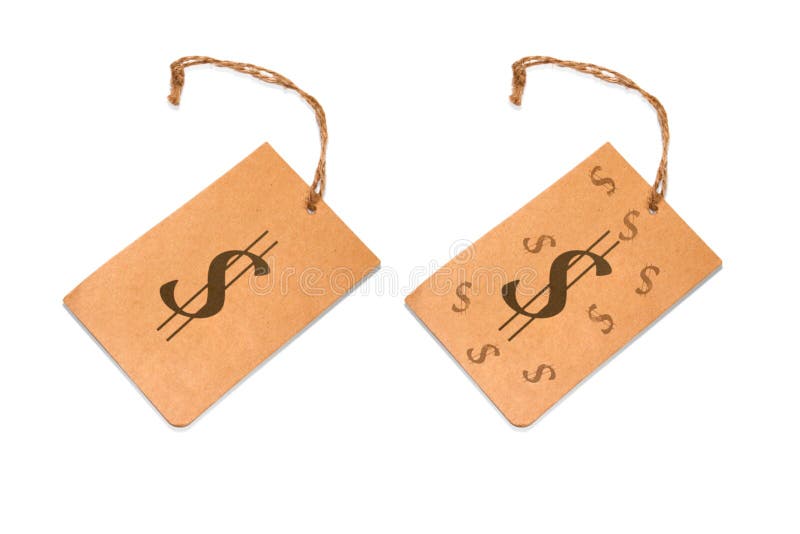 Blank Old Paper Price Tag or Label Set Isolated on Stock Photo - Image ...