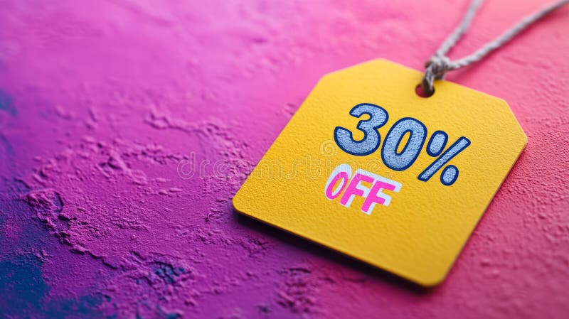 Price Tag with 30 Off on a Textured Pink Background. Stock Photo ...
