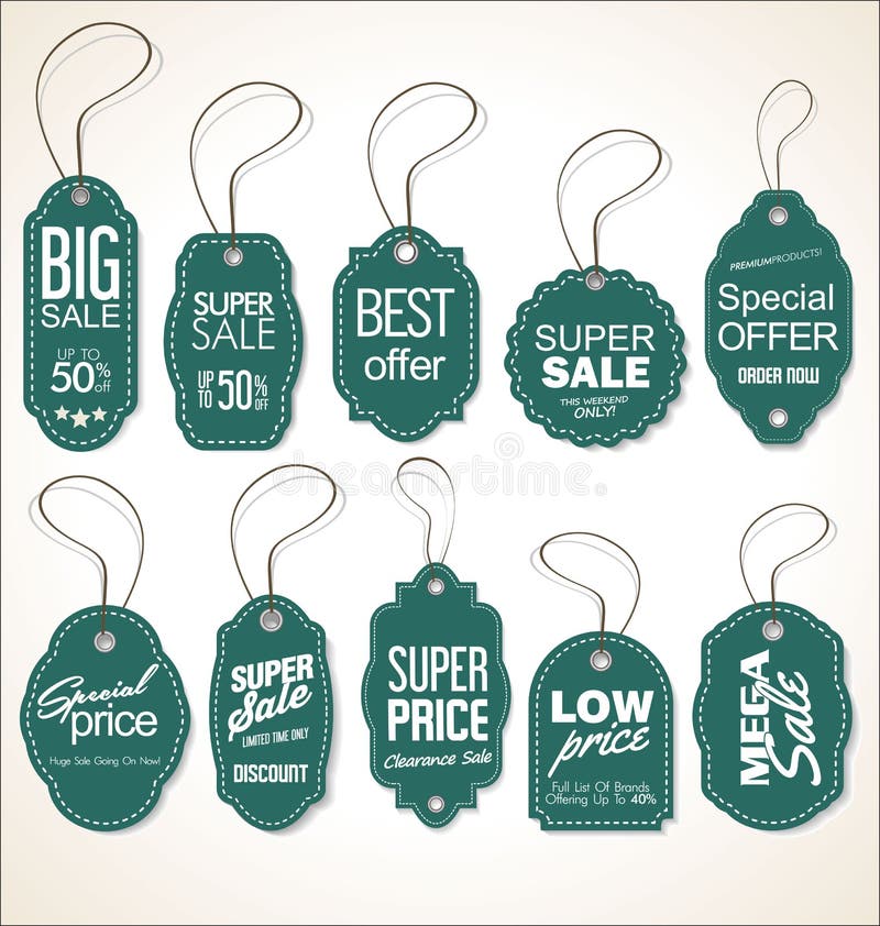 Price Tag Retro Vintage Collection Vector Illustration Stock ...