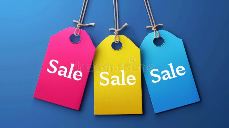 Price Tag with Sale Isolated on Blue with Soft Shadow Background Stock ...