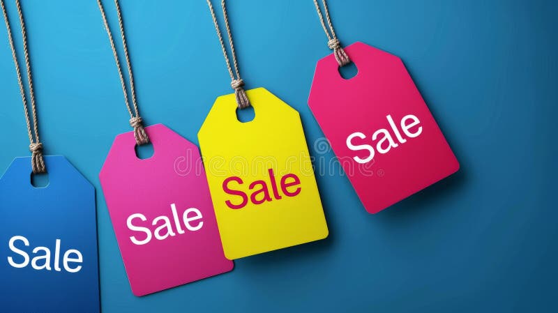 Price Tag with Sale Isolated on Blue with Soft Shadow Background Stock ...