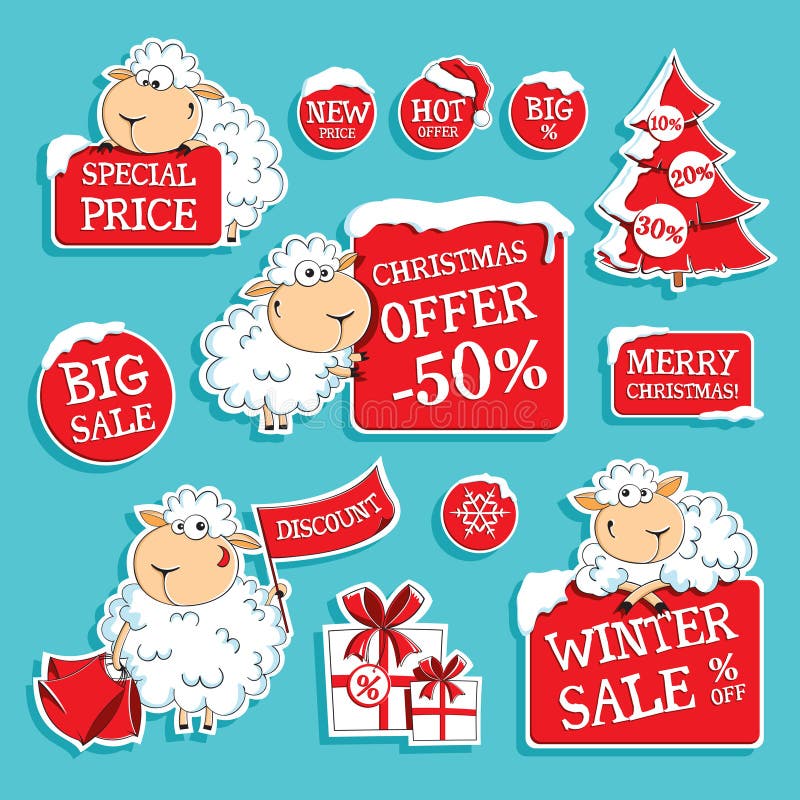 Set of Christmas Price Tags Stock Vector - Illustration of present ...