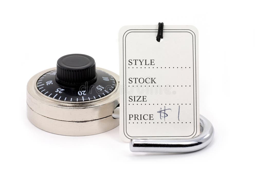 Price Tag and Unlocked Lock Stock Photo - Image of shopping, discount ...
