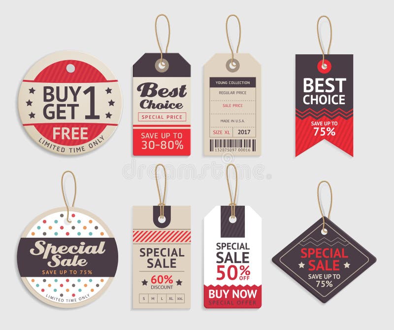 Price Tags Label Design Set. Vector. Stock Vector - Illustration of ...