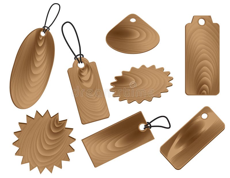 Price Tags in Wood Grain Textures Style Stock Vector - Illustration of ...