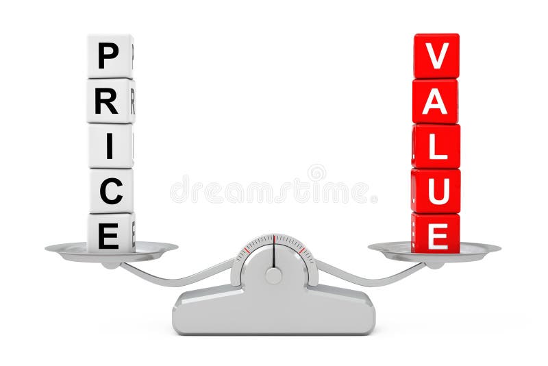 Price Tag with Value Box Balancing on a Simple Weighting Scale. Stock ...