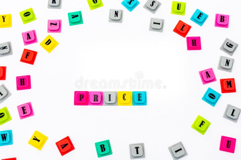 PRICE Word Made with a Colorful Rubber Alphabets on White Isolated ...